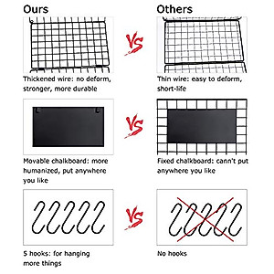 X-cosrack Metal Wire Basket Wall Mount, 3 Tier Wall Storage Basket Organizer with Hanging Hooks Chalkboards, Rustic Kitchen Fruit Produce Bin Rack Bathroom Tower Baskets (Black)