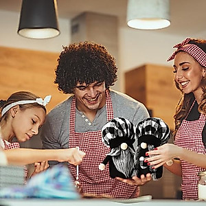 YuQi 2PCS Plaid Kitchen Chef Gnomes Plush, Black White Plaid Couple Cooking Gnome Elf Doll for Home Table Display Ornament, Unique Chriatmas Gifts Ideas