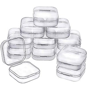 12 Pcs Small Clear Plastic Beads Storage Containers Box with Hinged Lid Bead Organizers and Storage Small Plastic Boxes Organizer Box for Small Items Crafts Jewelry Earplugs (1.37 x 1.37 x 0.7 Inches)
