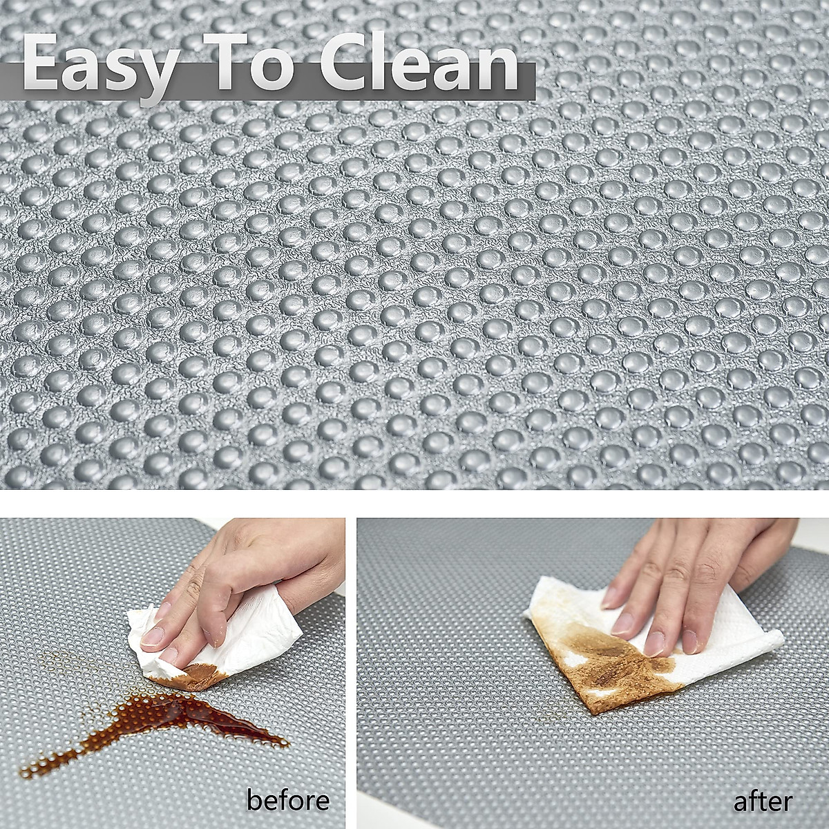 Shelf Liner 13.5 Inch x 20FT, Drawer Liner for Kitchen Cabinets Shelves Tabletops, Non-Adhesive Kitchen Shelf Liner Refrigerator Liners, Silver Grey