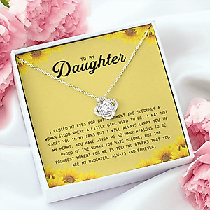 To My Daughter Gift, Love Knot Necklace From Mom, Necklaces For Beautiful Daughter From Dad, Pendant Necklace with Meaningful Message Card, Greeting Cards Gifts Daughter Birthday Christmas (Standard Box)