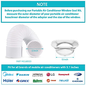 DMHAFFDS 5.1 Inches Upgraded Portable AC Window Kit, Air Conditioner Window Kit for Windows, Not for Doors, Seamless Adjustable Sliding AC Vent Kit for Ducting Exhaust Hose of 5.1 Inches Diameter