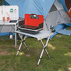 RIO Brands Gear Compact Expandable Outdoor and Camping Aluminum Roll-Top Heat Dissipating Picnic Table, Silver, 2 in 1