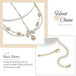 Brinie Rhinestone Hair Chains Silver Head Chain Jewelry Bride Wedding Headbands Chain Bridal Headpiece Jewelry Forehead Chain Costume Prom Wedding Hair Jewelry for Women and Girls (Type 2)