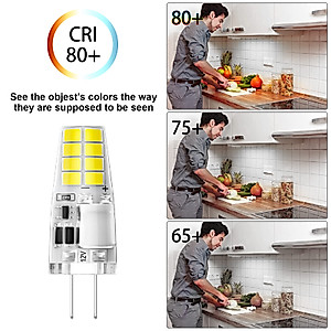 TAIYALOO G4 LED Bulb 3W 6000K Daylight White Bi-Pin T3 JC Type 12V AC/DC 20W-30W Halogen Bulb Replacement for Under Cabinet Puck Light, Chandeliers, Landscape Lighting, Non-dimmable, 10-Pack