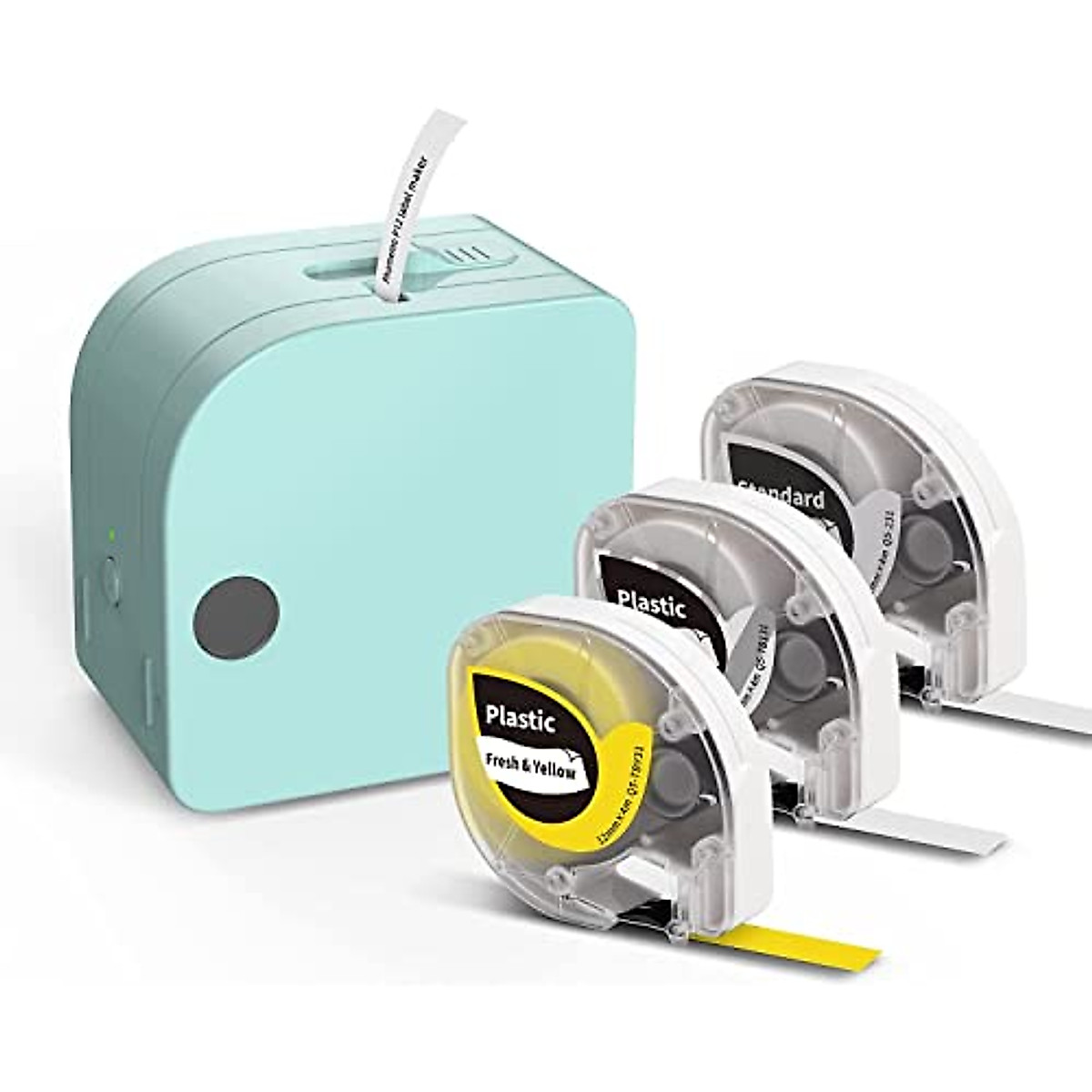 Label Maker Machine with Tape - Mini Label Maker P12 with Multiple Fonts & Stickers, Bluetooth Thermal Label Printer Compatible with 12mm Color Tape, Ideal for Home Organization, with 3 Pack Tape