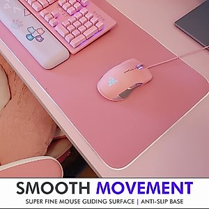 Tilted Nation Pink Gaming Mouse Pad RGB - Create Your Dream Setup - Bright LED Gaming Mousepad Mat XL with 8 Light Modes - Smooth Gliding and Easy to Clean - Large RGB Gaming Mouse Pad Pink for Desk