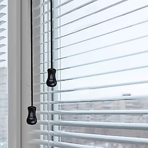 SAYAYA 109 Yards Braided Nylon Lift Shade Cord with Wood Pendant, 1.8 mm Blind Cord Aluminum Window Pull Down Cord Roman Rollers Repair Gardening Plant Waist Beading String and Crafts (Black)