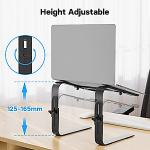 BONTEC Laptop Stand, Height Adjustable Notebook Stand, Ergonomic Laptop Desk Mount, Compatible with Most 10-17” Laptops, Space Black