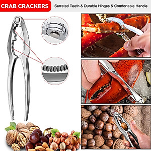 Hunnycook 34P Seafood Tools Set, 6 Crab Leg Crackers, 6 Lobster Shellers, 6 Crab Leg Forks, 6 Shrimp Deveining Tools, 2 Oyster Shucking Knives,4 Gloves, 2 Seafood Scissors, 1 Storage Bag & Gift Box