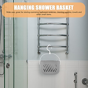 Veemoon Plastic Hanging Shower Baskets: Waterproof Hanging Storage Basket with Hook, Square Shower Organizer, Plastic Toiletries Basket for Bathroom Dorm Home