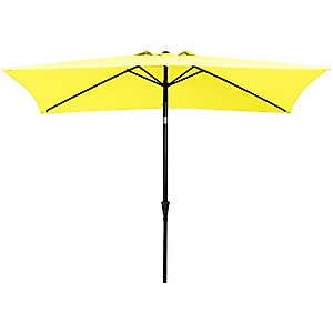 MEWAY Rectangular Patio Umbrella Garden Market Umbrella with Tilt and Crank for Garden Deck Backyard Pool Patio Table (6.6 X 10 ft, Yellow)