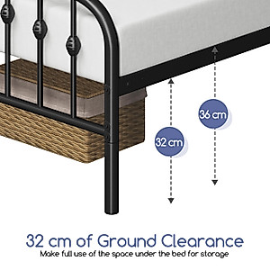 Yaheetech Twin Bed Frames Metal Platform Bed with Victorian Style Wrought Iron Headboard and Footboard/Easy Assembly/No Box Spring Needed/Black Twin Bed