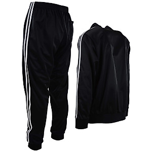 ChoiceApparel Mens Athletic 2 Piece Tracksuit Set (3XL, 888-Black)