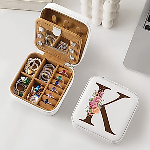 Parima Gift for Women Teen Girls - Travel Jewelry Case Organizer Initial Small Jewelry Box Custom Personalized Birthday Gift Women Her A, Travel Essentials, Mothers Day Gift K