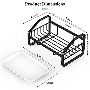 MEYONER Sink Caddy, Sponge Holder for Kitchen Sink, Sink Accessories, Dish Soap Holder Caddy for Countertop, 304 Stainless Steel with Removable Drain Pan for Sponge, Brush, Dish Soap Bottles(Black)