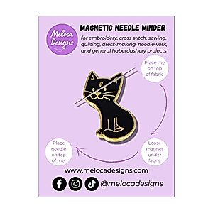 Meloca Designs Cat Needle Minder for Cross Stitch, Embroidery, Sewing, Quilting, Needlework and Haberdashery