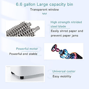 iOCHOW Auto Feed Paper Shredder: 150-Sheet Micro Cut Security Level P-4 Shreds Document & Credit Card Quiet Commercial Heavy Duty Shredder Continuous Running Time 30 Mins with 6.6 Gallon Pull-Out Bin