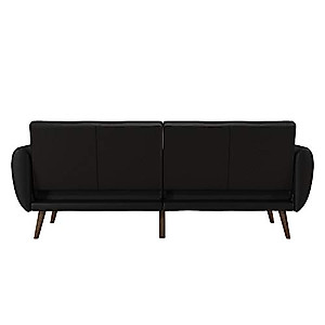 Novogratz Brittany Futon, Convertible Sofa & Couch, Black Faux Leather
