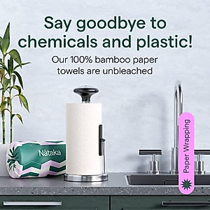 𝗪𝗜𝗡𝗡𝗘𝗥 𝟮𝟬𝟮𝟯* Bamboo Paper Towels - Kitchen Paper Towel w/ 6 x 2-Ply Kitchen Rolls - Washable Paper Towels for Kitchen, Absorbent Towel Kitchen Roll - Biodegradable, Plastic and Chemical Free