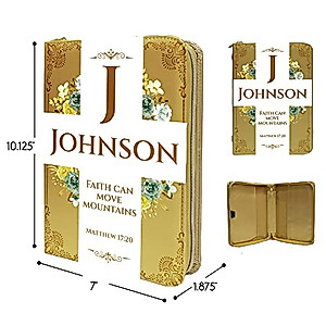 10x7 Inch Personalized Bible Cover – Create Your Own Design, Custom Bible Cover and Carrying Case with Handle – Leatherette Book Covers and Bible Case for Women - Gold (Design 3)