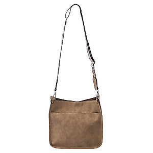 Yikpo Women Leather Crossbody Vagan Shoulder Bag with Adjustable Guitar Strap (Khaki)