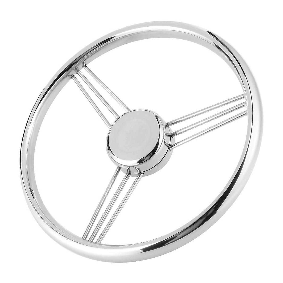 Boat Steering Wheel 13-1/2 Inch 9-Spoke Marine Steering Wheel Stainless Steel 15 ° Tilt Angle Silver Accessory