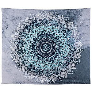 Urbanstrive Not Fade Machine Washable Mandala Tapestry Wall Hanging Trippy Hippie Bohemian Psychedelic Wall Tapestry for Bedroom Living Room, Blue White, Small (28.7x37.4 Inches)(73x95 cm)