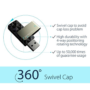 Silicon Power 64GB Blaze B30 USB 3.0 Swivel Flash Drive, Black (SP064GBUF3B30V1K)