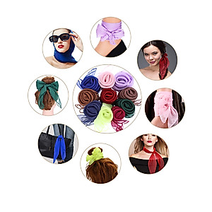 Boao 6 Pieces Chiffon Scarf 1950s Square Scarf Neck Head Scarfs Vintage Soft Scarf Polyester Scarves for Women Girl Lady (Black, Navy, Royal Blue, Coffee, Gray, White)