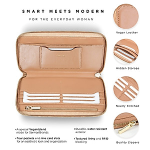 SERMAN BRANDS Women's Classic Clutch Wallets for Women RFID Blocking. Black Purse Card Wallet w. Phone Holder (Iconic)