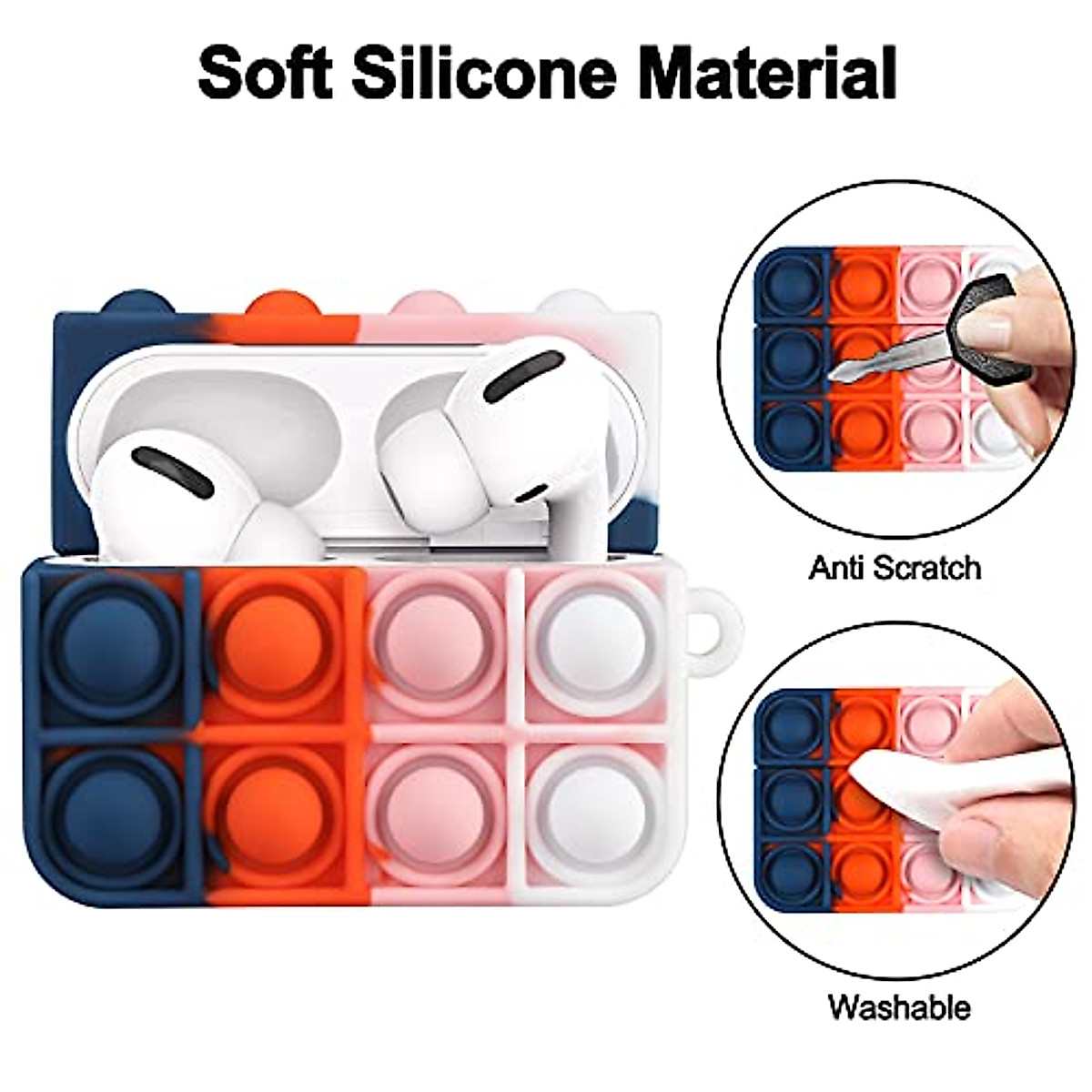 ELOVEN for AirPods Pro 2nd Case Protective Case with Keychain for Airpods Pro 2 Soft Silicone Cover Flexible Skin Full Body Protection Shockproof Case for AirPods Pro Navy Blue