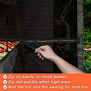 WELLUCK RV Awning Sun Shade Screen with Zipper, 9'X15' Black Mesh Camper Sunshade RV Awning Accessories, UV Blocker Privacy Screen Complete Kit for Motorhome Camper Travel Trailer Canopy