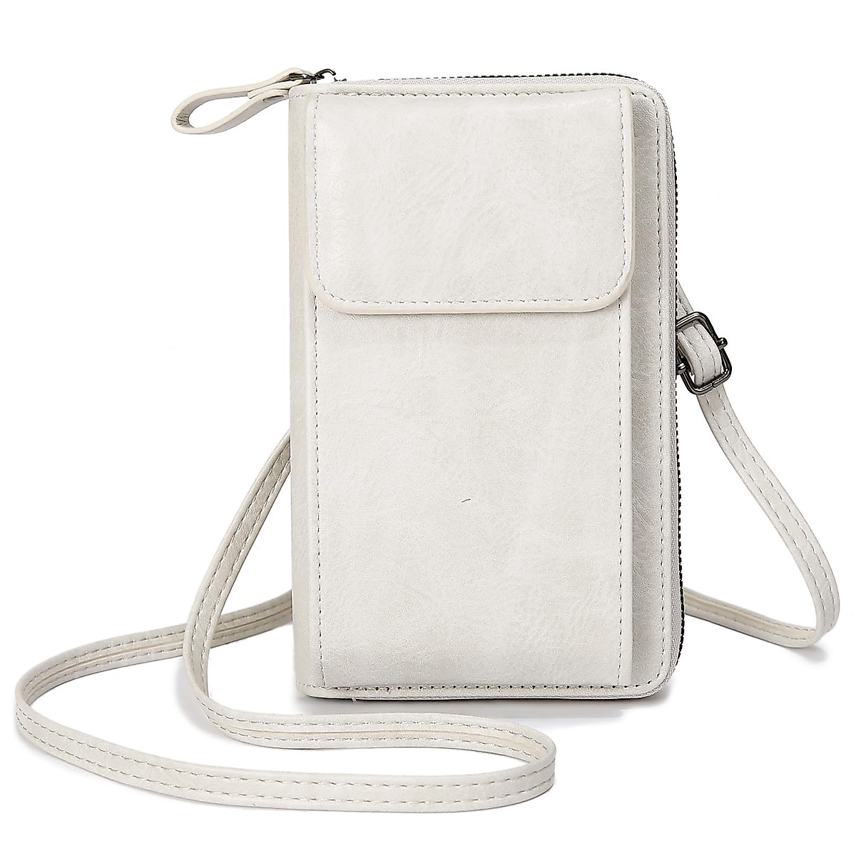 DIVCIDLC Small Crossbody Bag Cell Phone Purse Wallet Mini Shoulder Bag Wristlet Card Clutch Handbag for Women with Credit Card Holder Slots, Offwhite