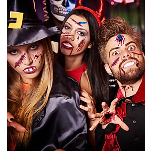 320 Pcs Halloween Tattoos,Temporary Zombie Tattoos, 30 Sheets Halloween Temporary Tattoos, Waterproof Fake Scars Horror Fake Bloody Wound Tattoo Stickers for Adult Kids Halloween Party Cosplay