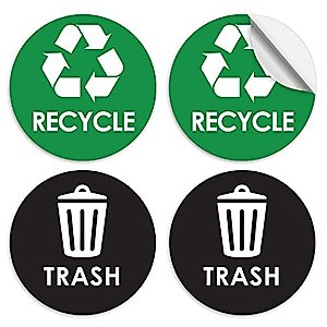 Pixelverse Design Recycle Sticker Trash Can Decal - 6" Large Recycling Vinyl - 4 Pack