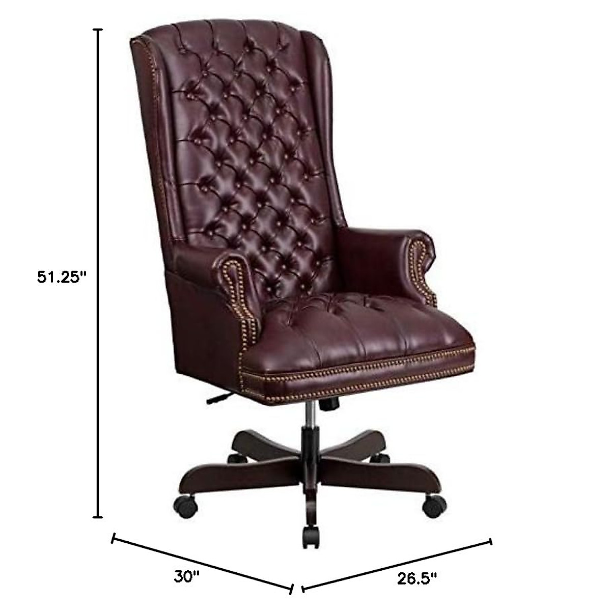 Scranton & Co Traditional Leather Executive Office Chair in Burgundy Red