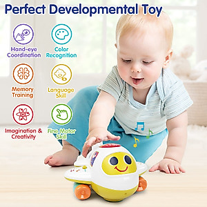 Baby Toys 6 to 12 Months Airplane Music Light Baby Toys 12-18 Months Light Up Toys, Baby Crawling Toys for 1 Year Old Girl Boy Gifts Infant Toys 6 to 12 Months 9 6 Month Old Baby Toys 0 3 6 Months
