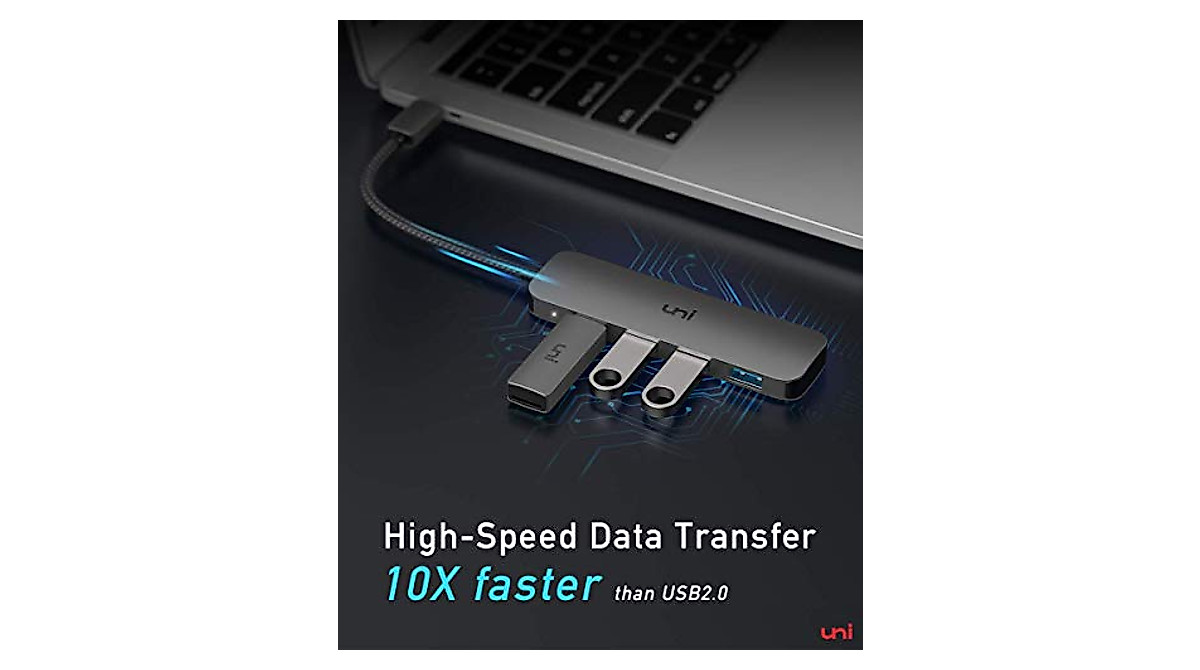 uni USB C to 4-Port USB 3.0 Hub Adapter for Laptops/Tablets