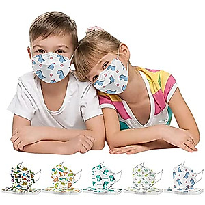 50 Pack Kids KF_94 FaceMásks Disposable with Cartoon Designs, 4-Ply 4D Printed Breathable FaceMásk for Boys Girls School (MultiColor_6)