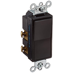 Leviton 5604-2E 15 Amp, 120/277 Volt, Decora Rocker 4-Way AC Quiet Switch, Residential Grade, Grounding, Black