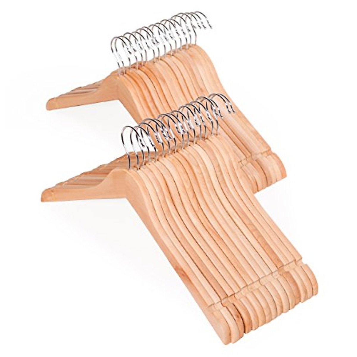 Topline Classic Wood Shirt Hangers - 30-Pack (Natural Finish)