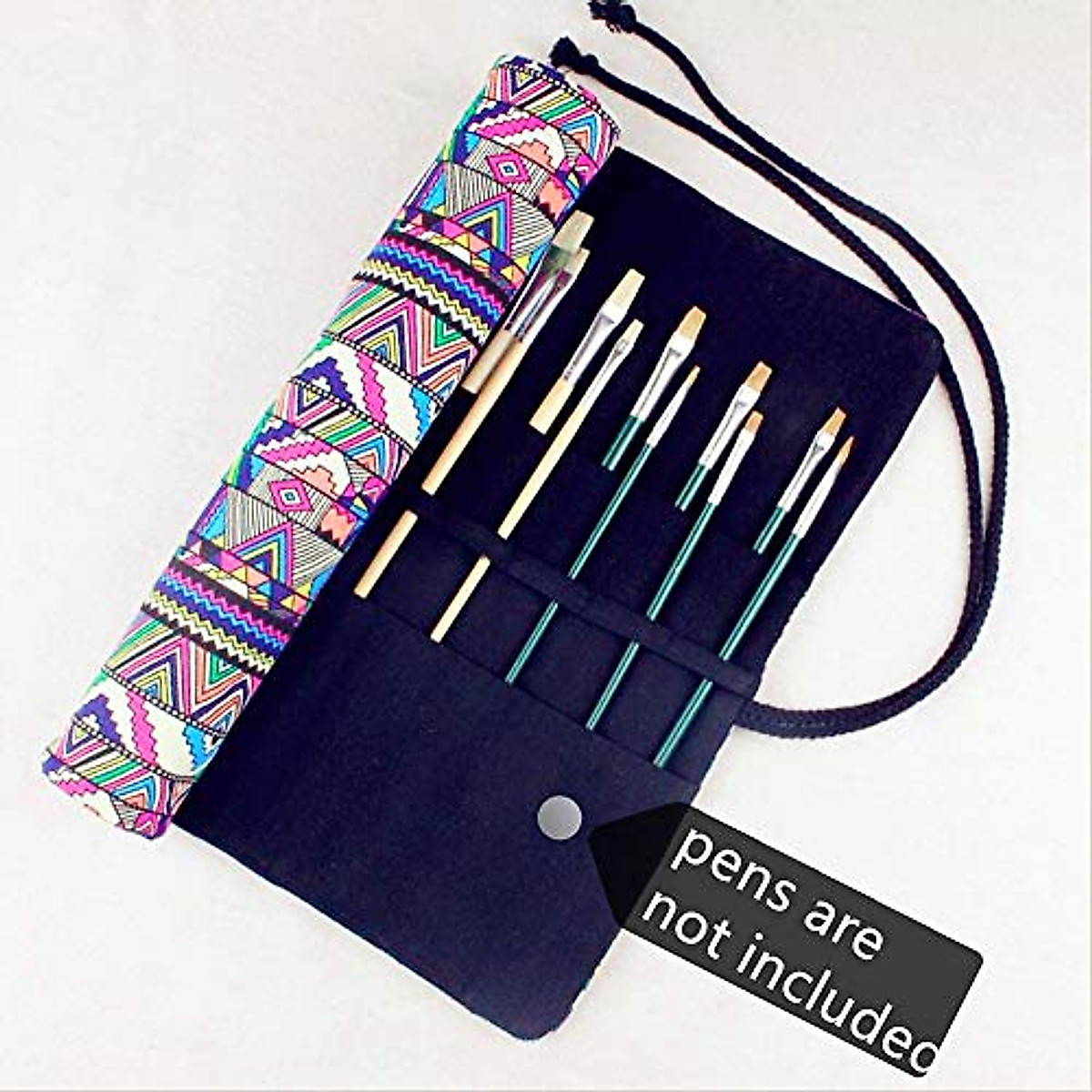 LaVenty Boho Roll Up Paint Brush Holder Painting Organization And Storage Artist Canvas Roll Pouch Bag Makeup Brushes Case Organizer Without Brushes