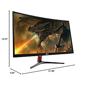 MSI OPTIXG24C Full HD FreeSync Gaming Monitor 24" 1920 x 1080 144Hz Refresh Rate Bundle with 2.4GHz Wireless Backlit Keyboard Smart Remote, 2X 6FT HDMI 2.0 Cable and Microfiber Cleaning Cloth