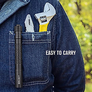 OLIGHT I5T Plus 550 Lumens EDC Flashlight, Pebble Pattern Pocket Flashlights, Powered by 2 AA Batteries Slim Light with Clip for Everyday Carry (Neutral White Light: 4000~5000K)