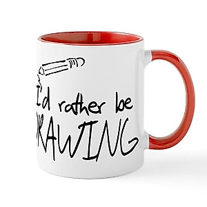 CafePress I'd Rather Be Drawing Mug Ceramic Coffee Mug, Tea Cup 11 oz