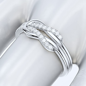 PRSTANI 14k White Gold Tie The Love Knot Genuine Moissanite Intertwined Ring Promise Ring (8)