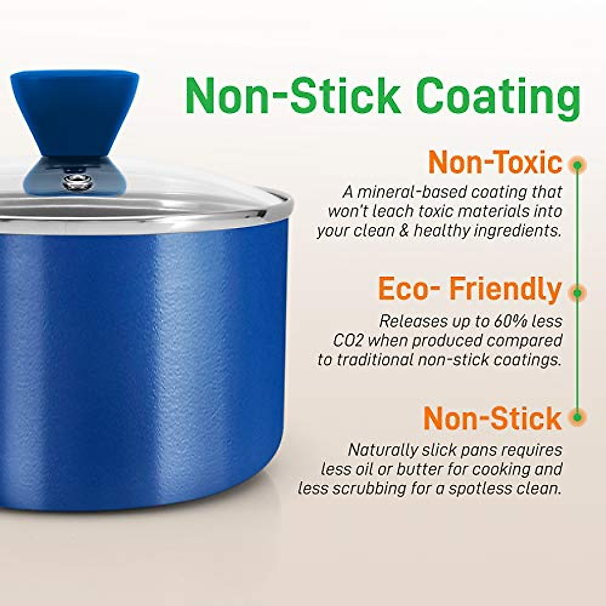 NutriChef 13 Pcs. Nonstick Kitchen Cookware PTFE/PFOA/PFOS-Free Heat Resistant Kitchenware Set w/Saucepan, Frying Pans, Cooking Pots, Casserole, Lids, & Utensils, Blue NCCWA13BU