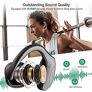 Qaekie Open Ear Headphones - Upgraded Bluetooth 5.3 Wireless Headphones with HD Mic, Open Ear Ture Wireless Earbuds Immersive Superior Sound, 40hrs Playtime Sweatproof Sport Earbuds for Running