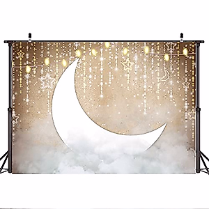 Ticuenicoa 7×5ft Twinkle Twinkle Little Star Backdrop Moon Light Clouds Baby Shower Birthday Newborn Photography Background Kids 1st Birthday Wall Decor Party Decorations